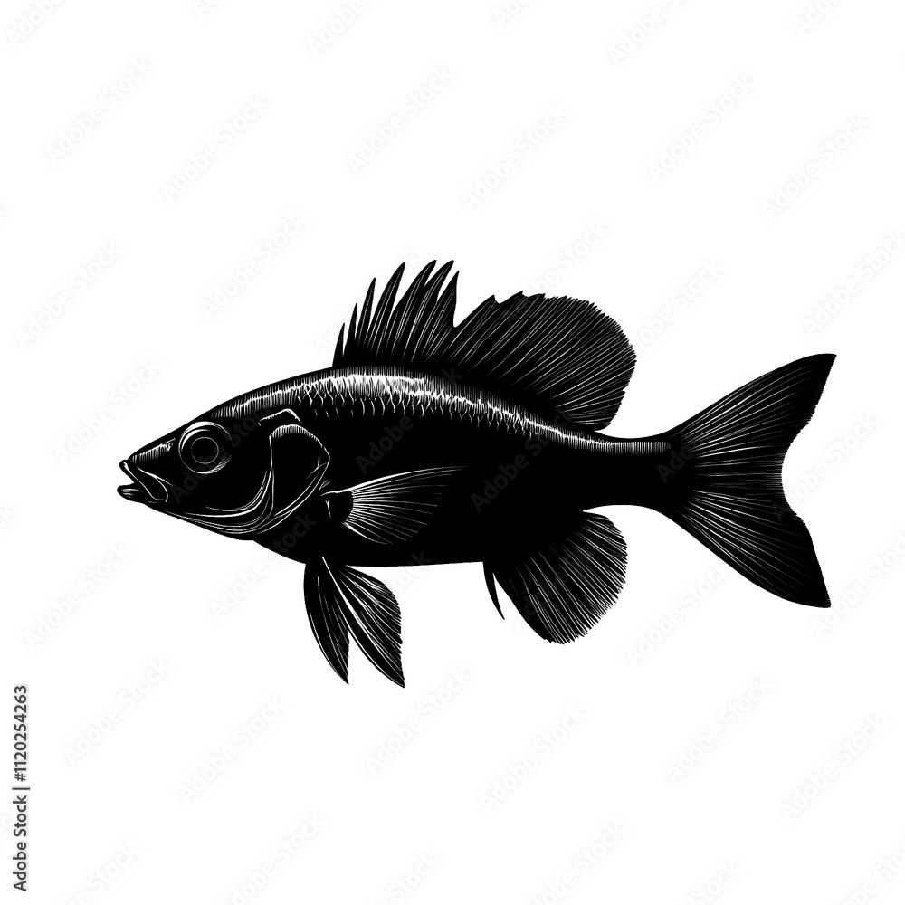 2D full body illustration full body shot of a bluegill silhouette ...