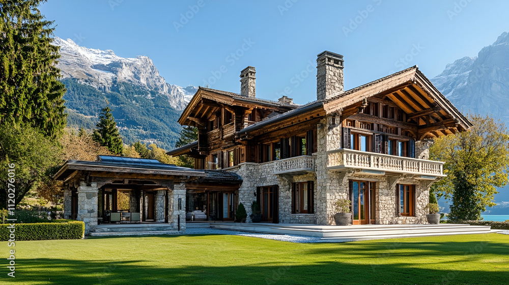 Historic Stone Alpine Chalet with Mountain Lake Views, Traditional St ...