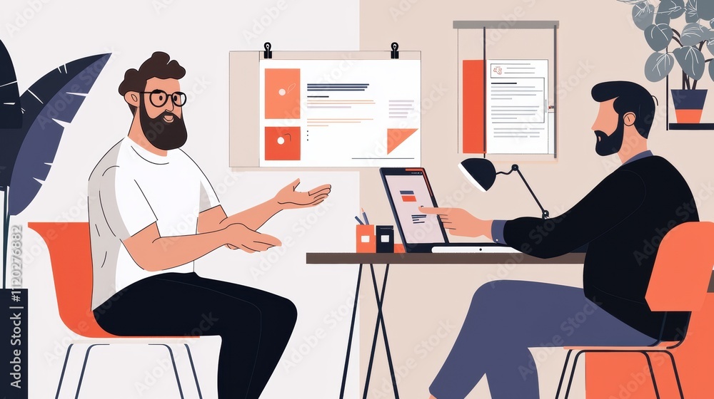 Collaboration between freelance designer and client on visual identity ...