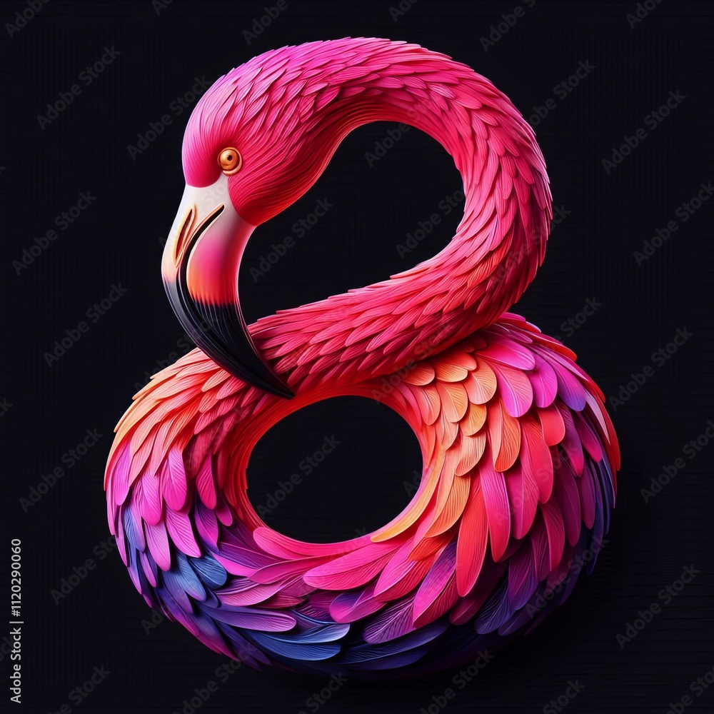 Flamingo Flamboyant A tall curved font with vibrant colors inspi Stock ...