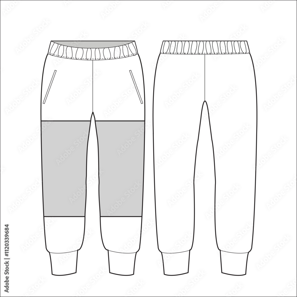 Vector de Stock Men's jogger bottom flat sketch vector illustration ...