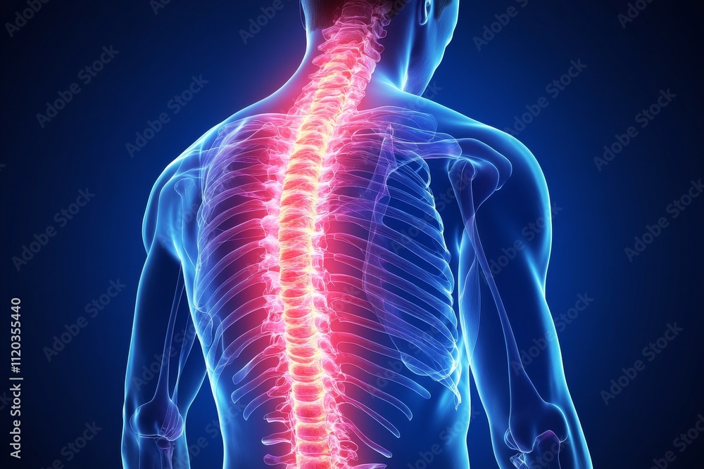 Spinal Anatomy, Back Pain, Vertebrae Illustration - Human spine, back ...