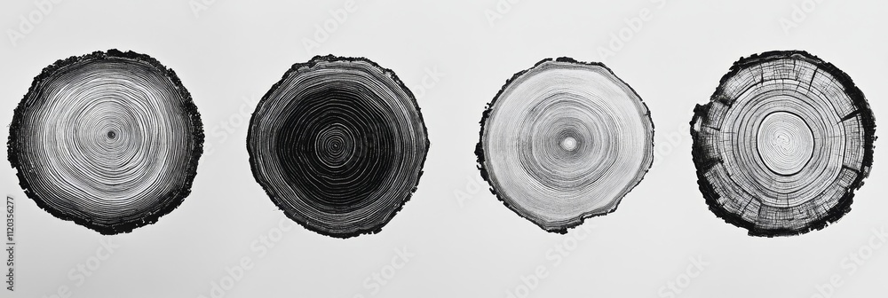 Tree Rings: Nature's Time Capsules - Four tree cross sections ...