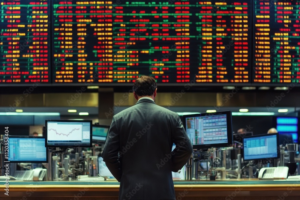 Traders monitor stock market activity as numbers flash in real time ...