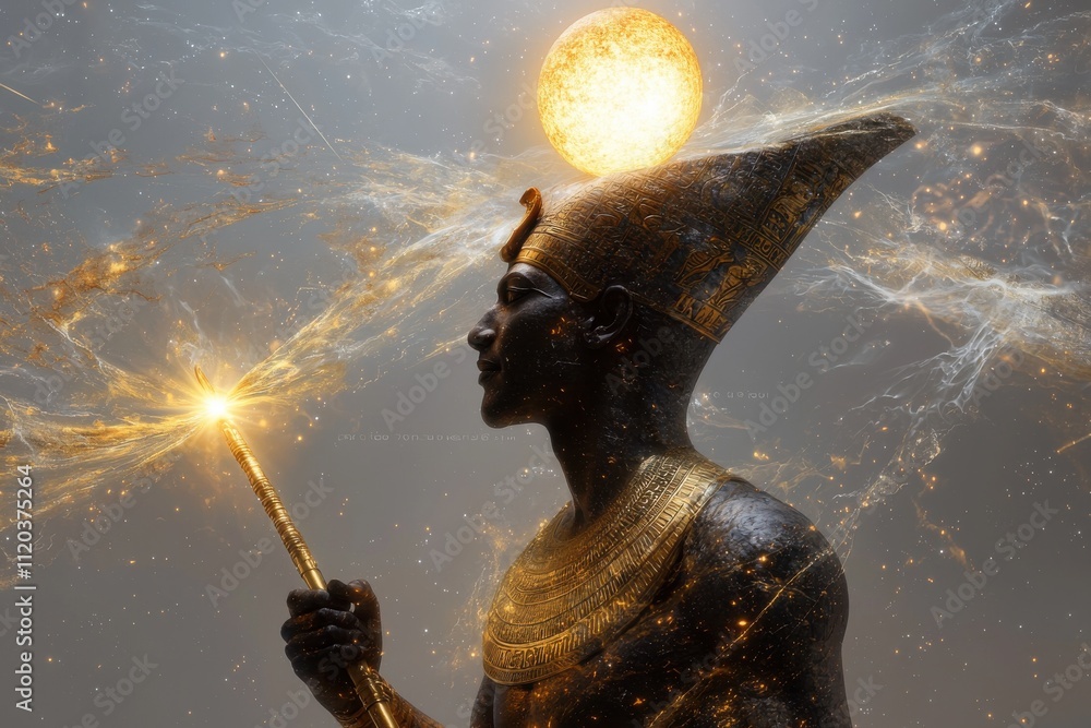 Ra the radiant sun god ancient egypt digital art cosmic background side ...