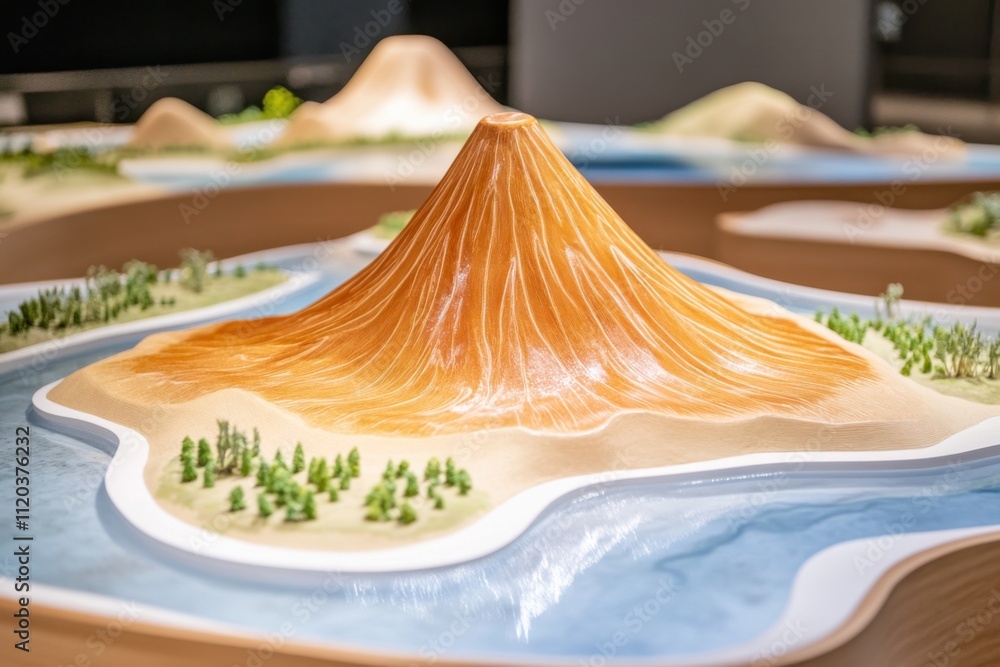Interactive science exhibit featuring a terracotta volcano model ...