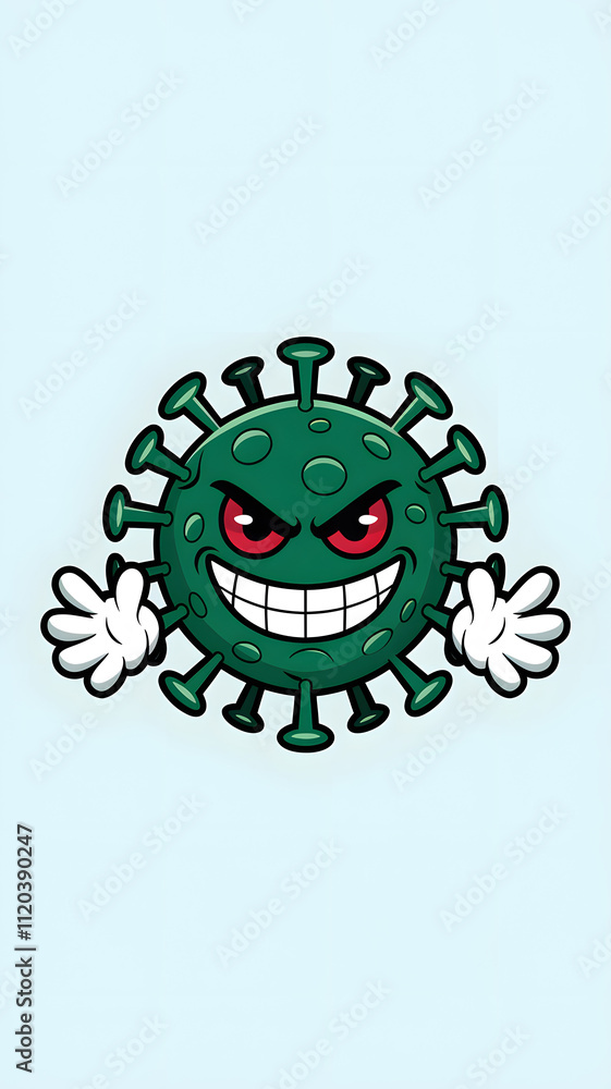 Illustration of an angry virus character showing an aggressive ...
