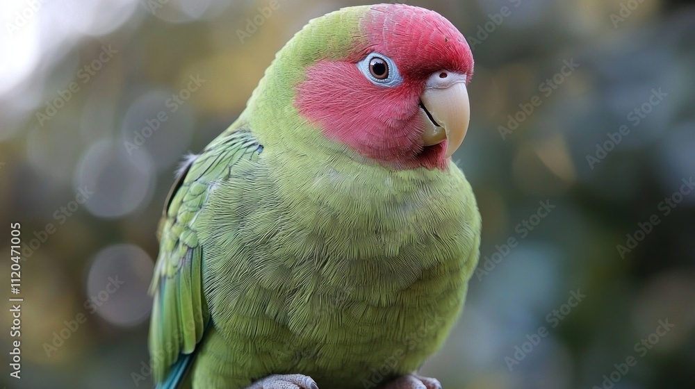 This beautiful parrot showcases stunning shades of green and red as it ...
