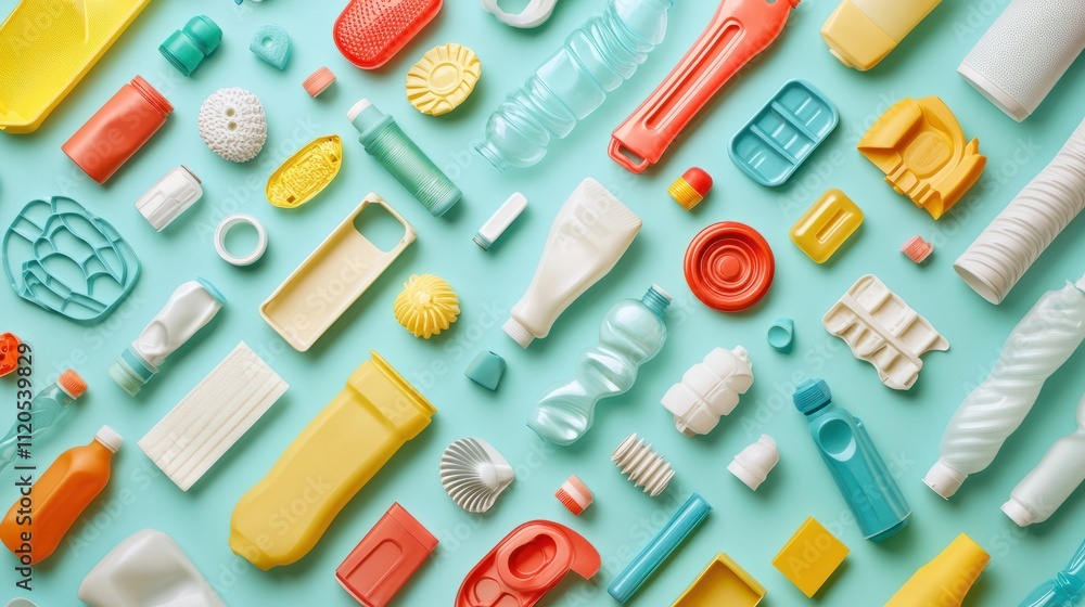 Seamless photo of plastic objects in order. Stock Illustration | Adobe ...