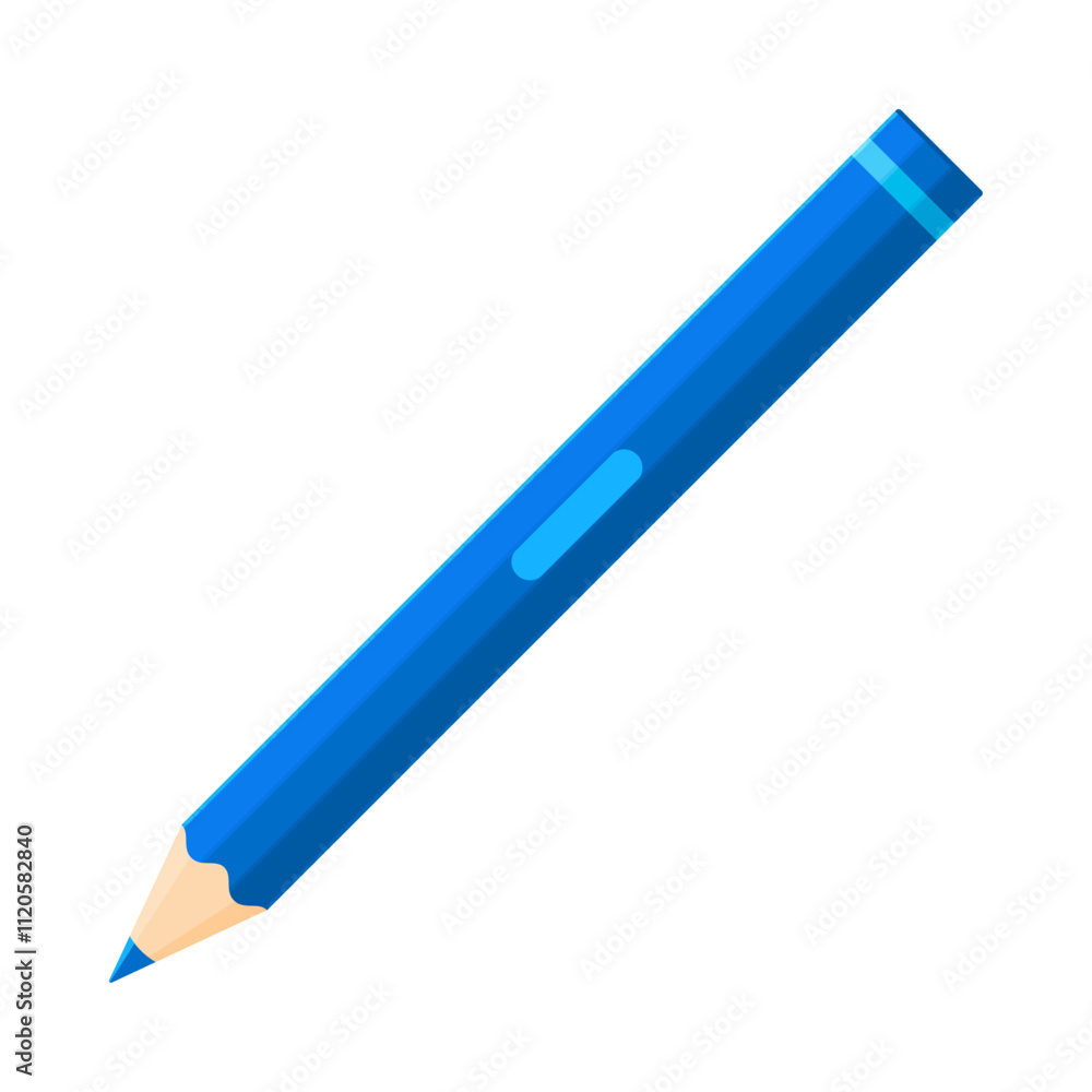 Dark blue colored pencil sharpened with a sleek design. School supplies ...