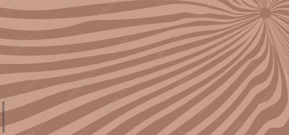 Vintage sun mocha mousse color background, psychedelic wavy pattern ...