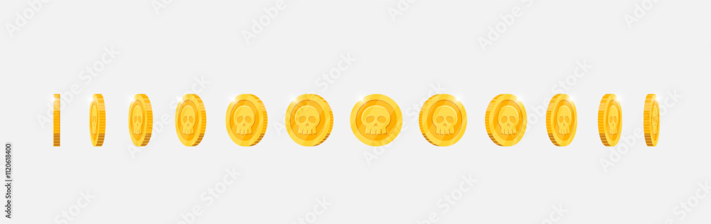 Gold coin spinning in varied directions for video game animation ...