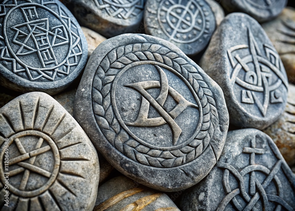 Ancient runes on grey rocks showcase Celtic lettering, combining Nordic ...