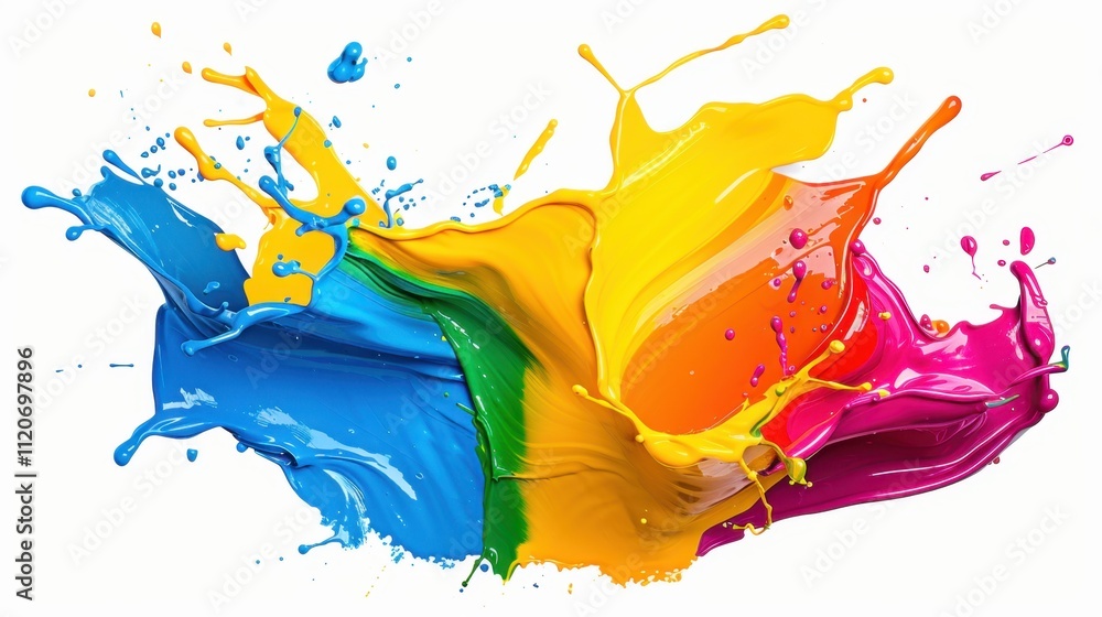 Paint Splash: Bold splashes of color create a dynamic, chaotic swirl on ...
