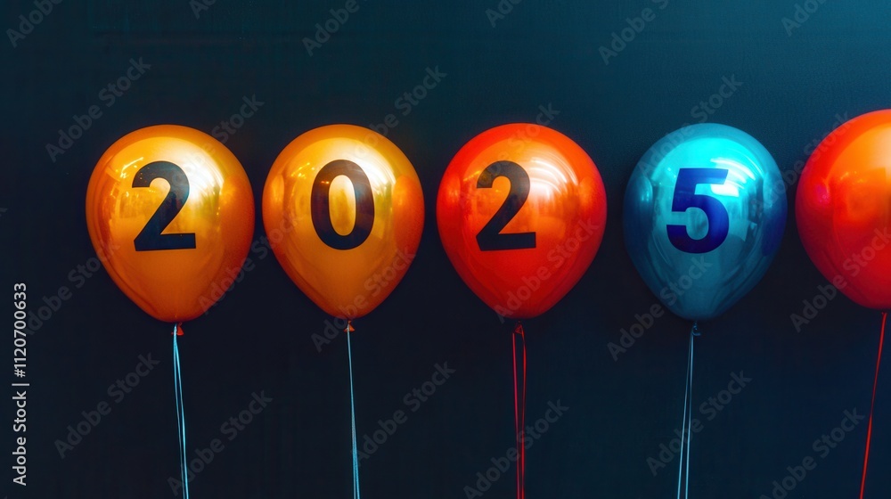 Colorful 2025 Balloons with Numbers for Celebrations Stock Illustration ...