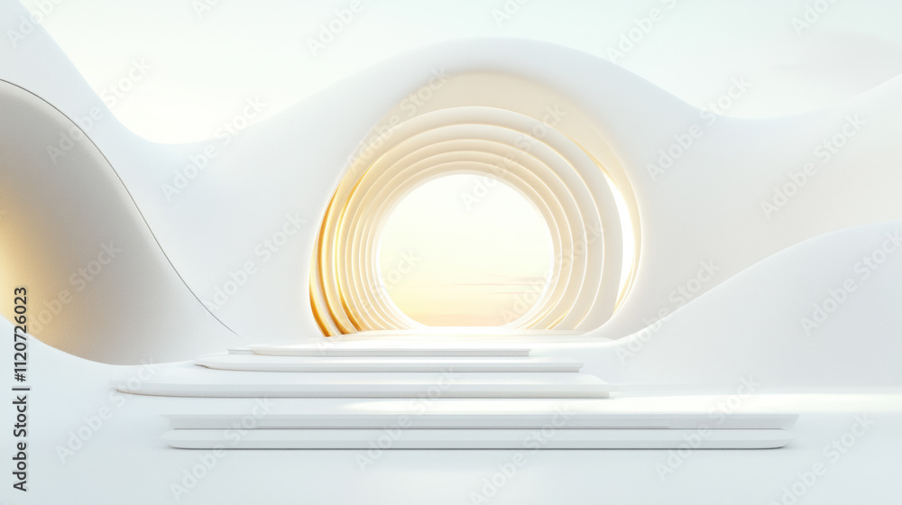 Modern Architectural Design with Curved Walls and Circular Opening ...