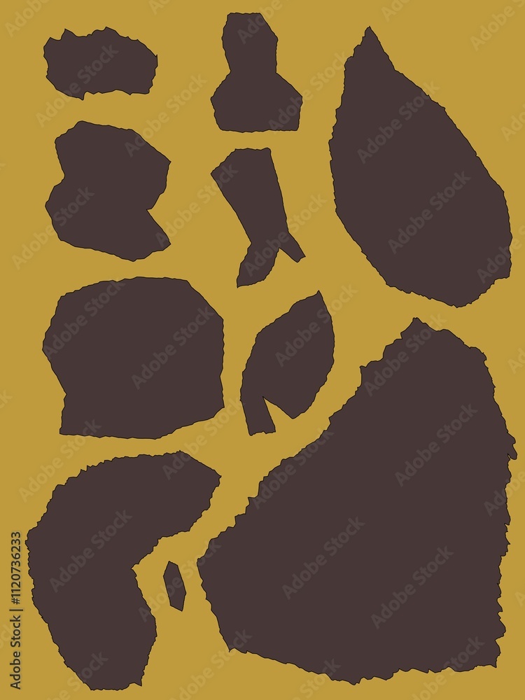 Map-like outlines of non-existent countries, collection in giraffe skin ...