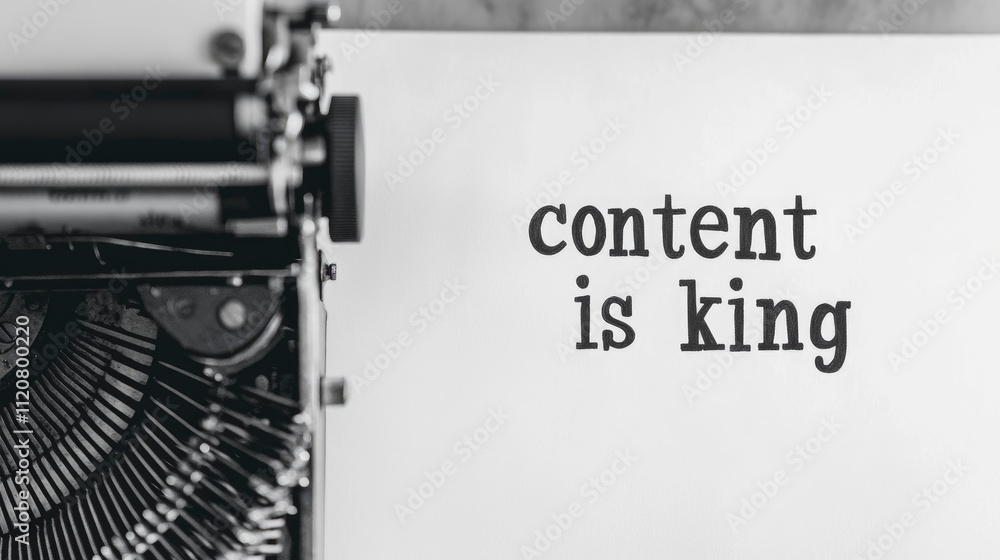 The words content is king written on white paper with a vintage ...