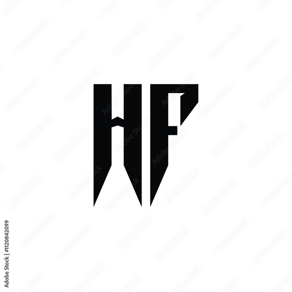 HF monogram logo design letter text name symbol monochrome logotype ...