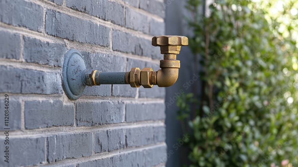 Residential Wall Hydrant with Handle Operation Installed on Exterior ...