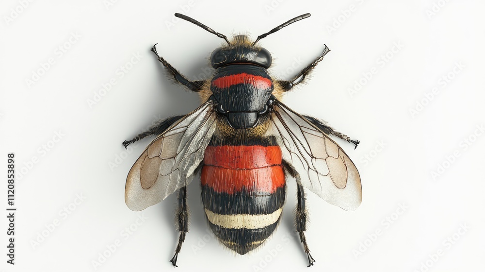 Honeybee top view isolated on white background showcasing vibrant ...