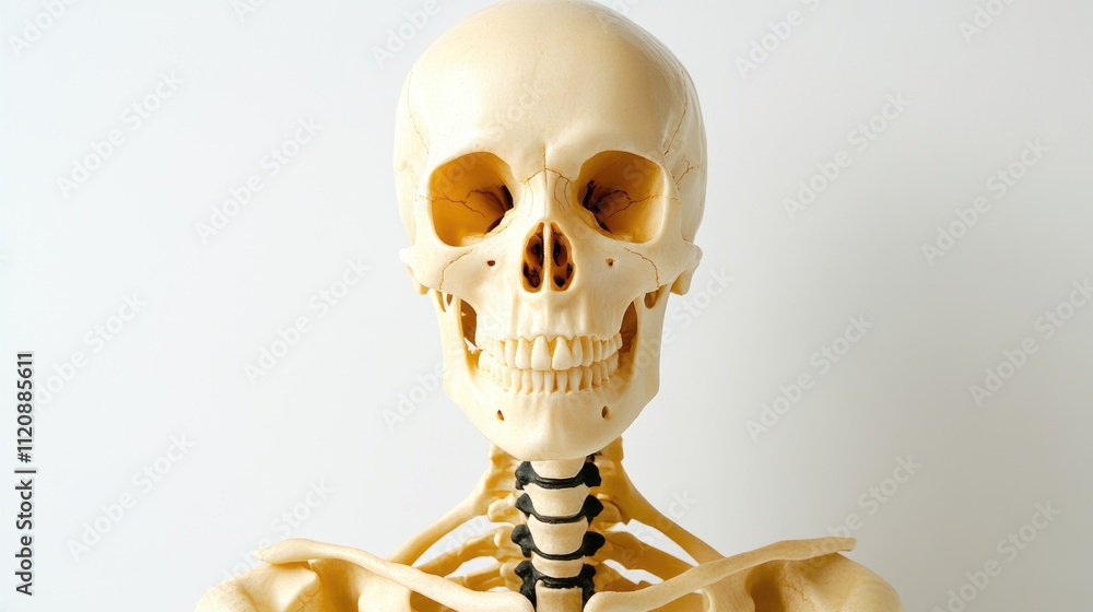 Detailed plastic human skeleton model with visible anatomical features ...