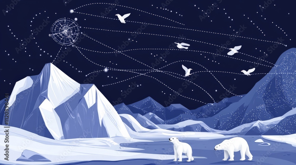 Arctic Food Chain Infographic with Polar Bears Stock Illustration ...