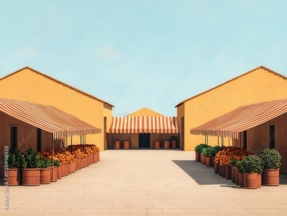 Modular market structure with movable stalls, designed for rural ...