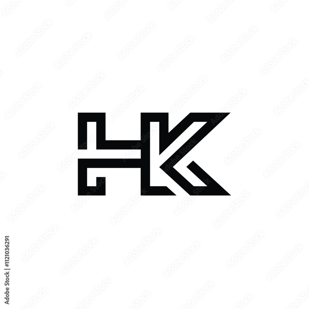 HK monogram logo design letter text name symbol monochrome logotype ...