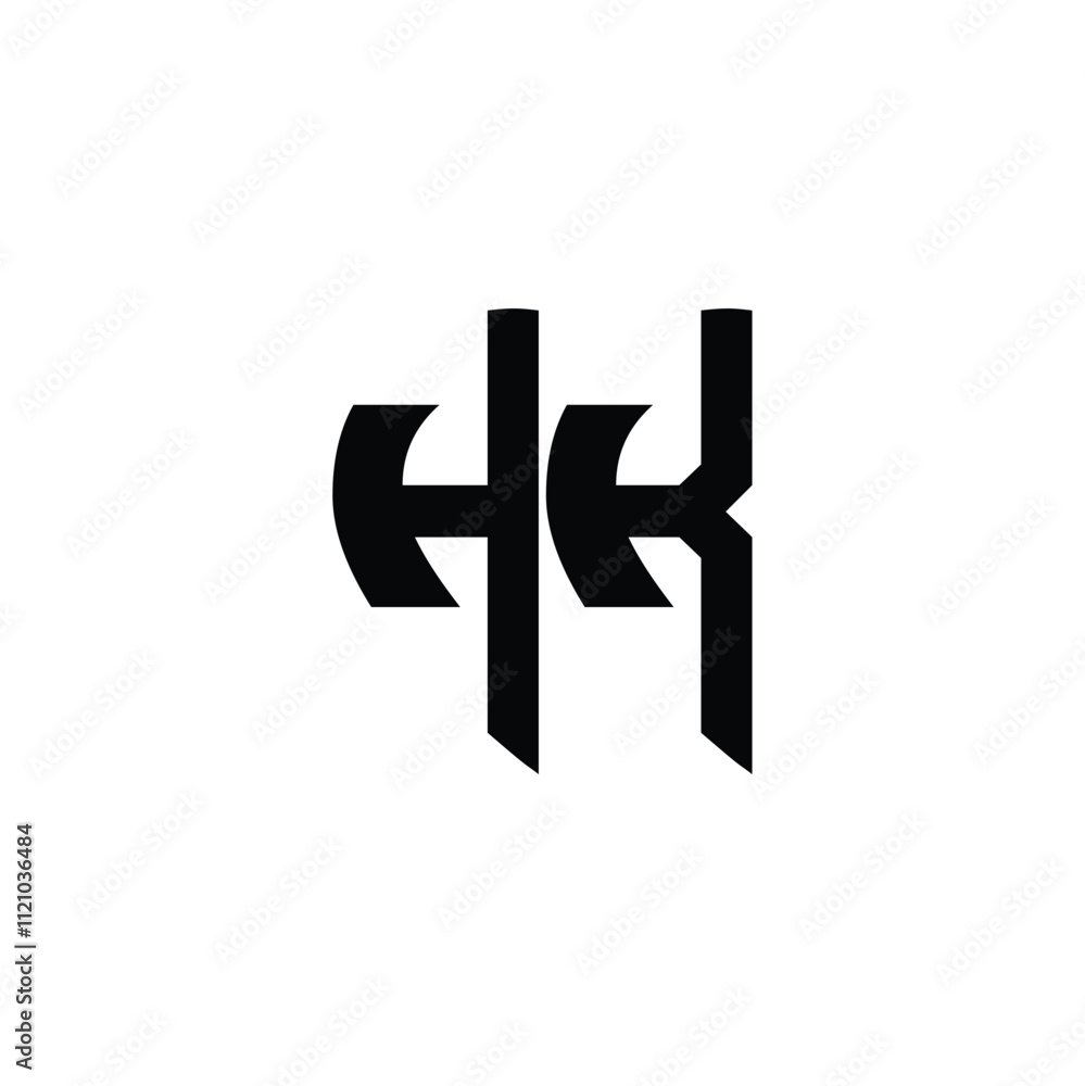 HK monogram logo design letter text name symbol monochrome logotype ...