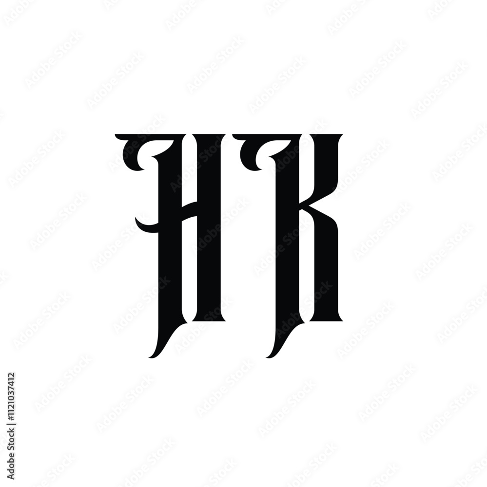 HK monogram logo design letter text name symbol monochrome logotype ...