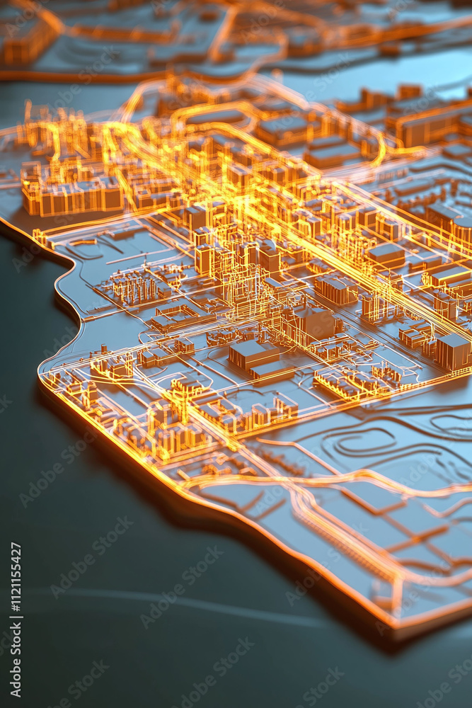 Ilustración de Stock High-resolution 3D map of an industrial zone ...