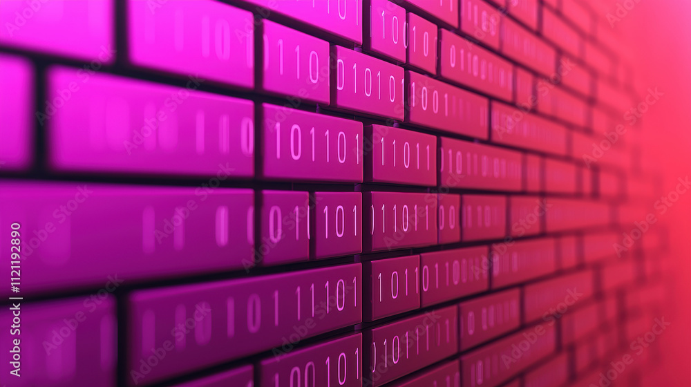 Abstract digital imagery featuring binary code on a vibrant gradient ...