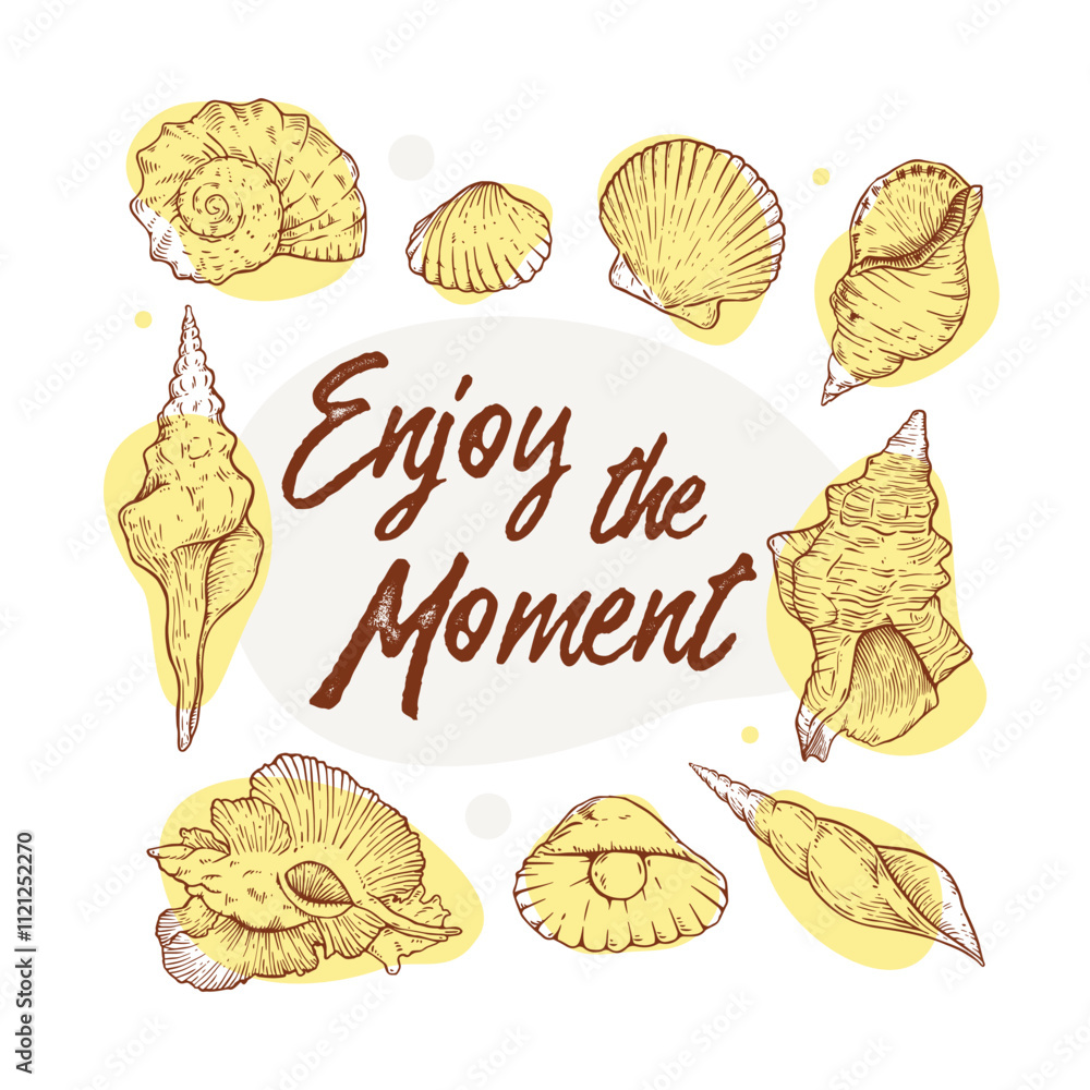 Seashell Summer leaflet banner design Stock Vector | Adobe Stock