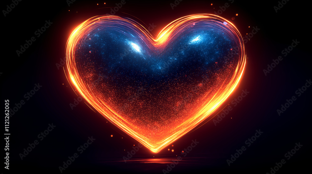 Minimal heart design with subtle golden dashed lines creating a glowing ...