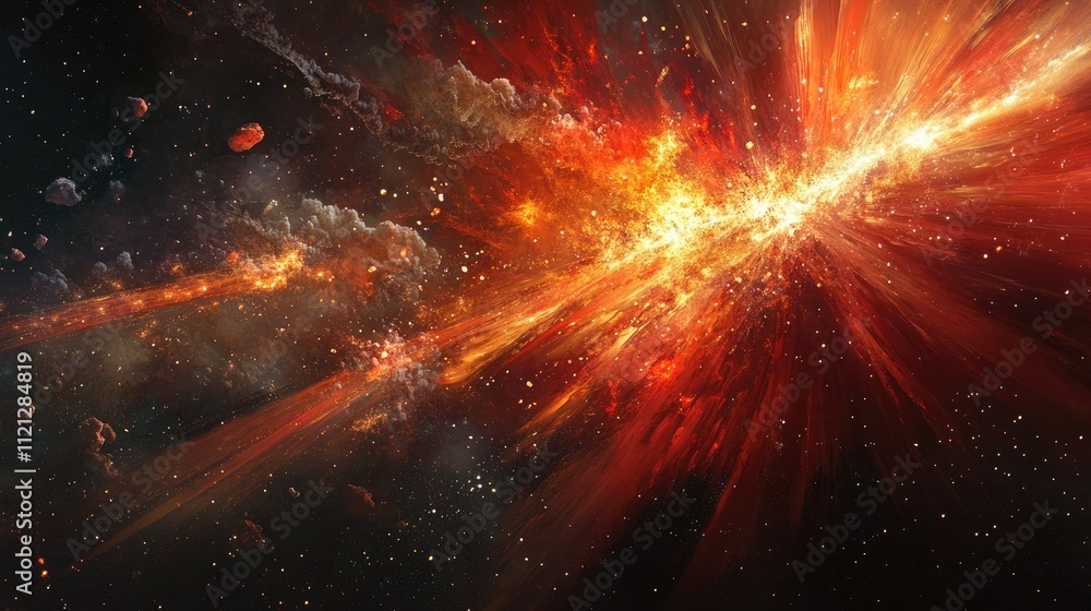 Dramatic red and gold firework streaks across a starry night, ushering ...