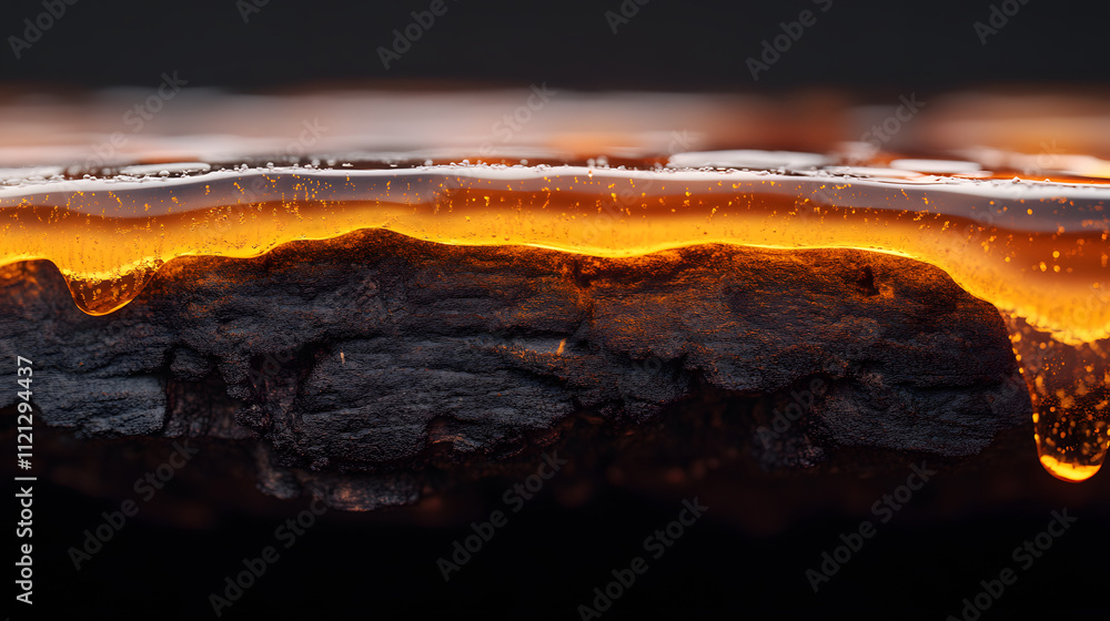 Maple syrup flowing from a tree, capturing the natural process of ...