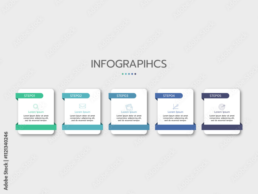 Business infographic template. 5 Step timeline journey. Process diagram ...