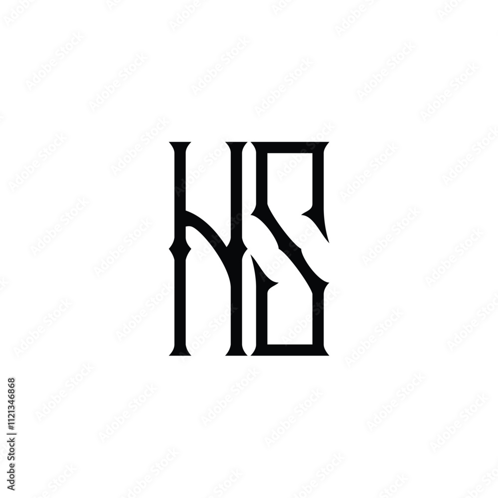 HS monogram logo design letter text name symbol monochrome logotype ...
