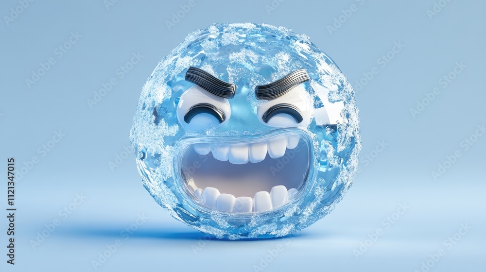 Cold face emoji, freezing emoticon isolated on transparent background ...