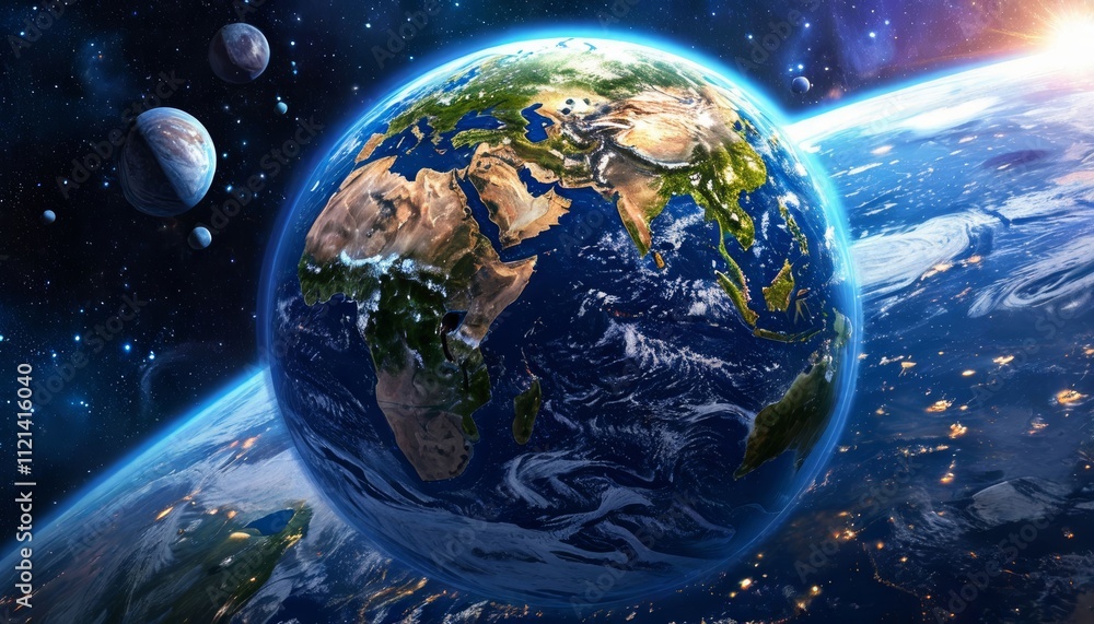 Beautiful 3d earth planet animation. Space Zoom spinning view, Concept ...