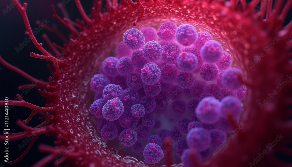 Eukaryotic chromosomes. Purple chromosomes can be seen in the nucleus ...