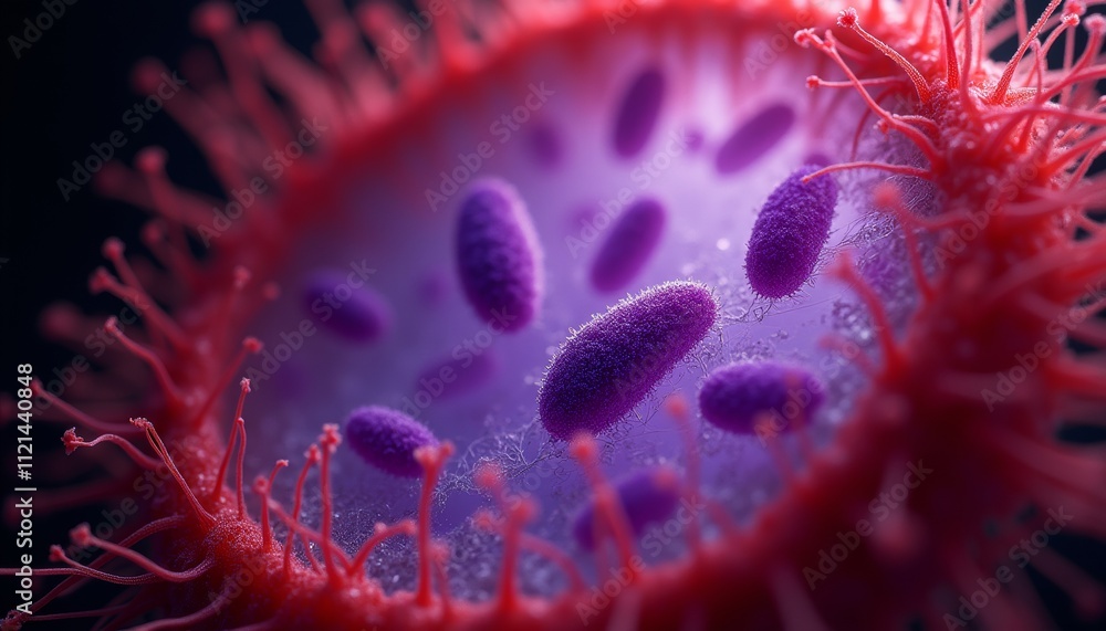 Eukaryotic chromosomes. Purple chromosomes can be seen in the nucleus ...