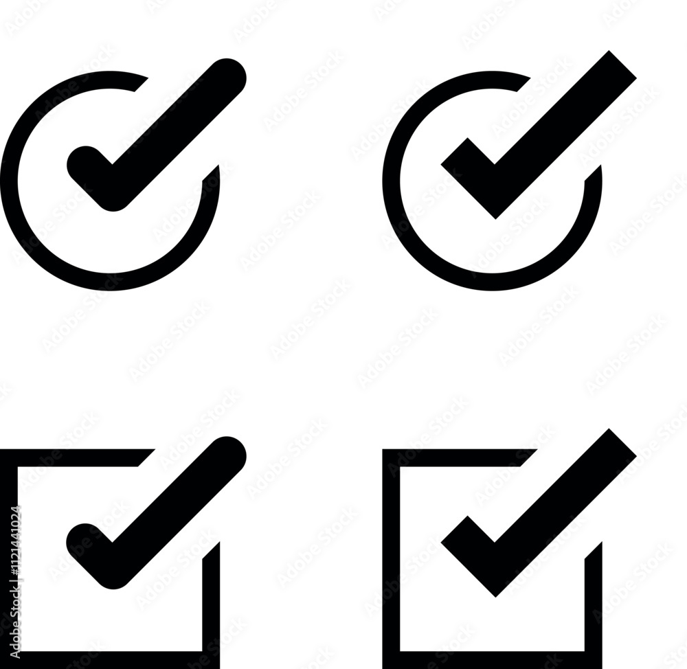 Vector de Stock check mark icon button set. check box icon with right or correct buttons and yes ...