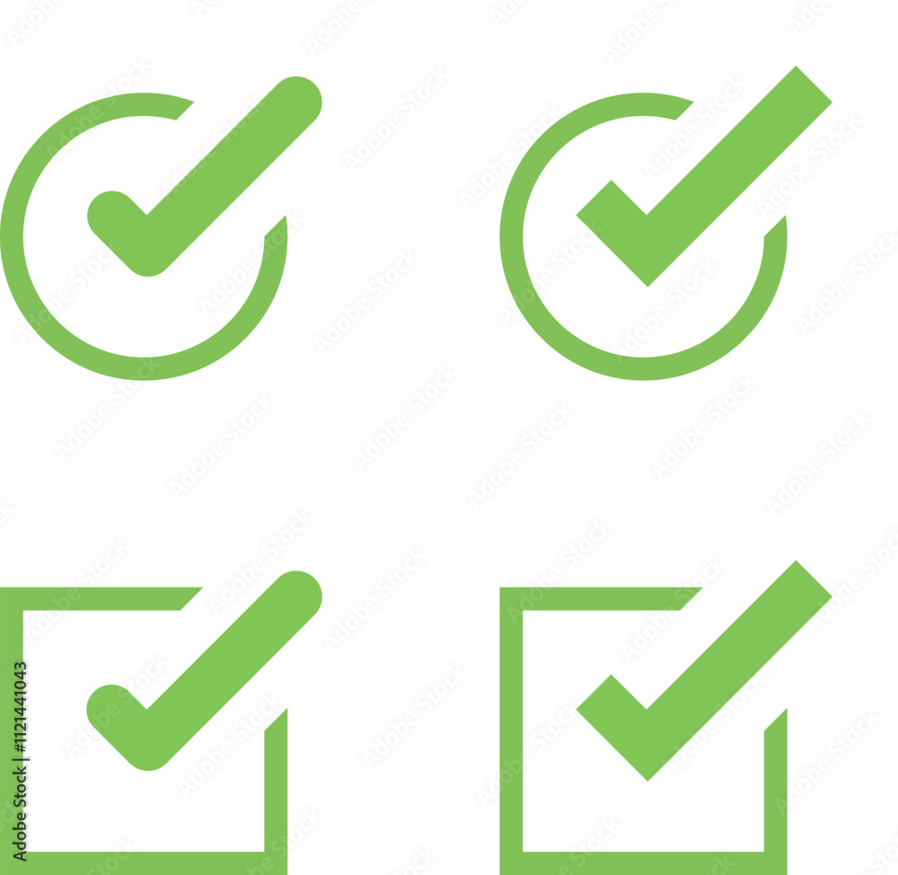 check box icon with correct, accept checkmark icons green tick box, check list circle frame ...