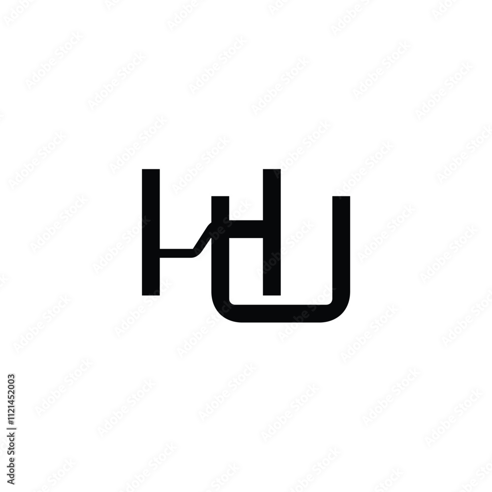 HU monogram logo design letter text name symbol monochrome logotype ...