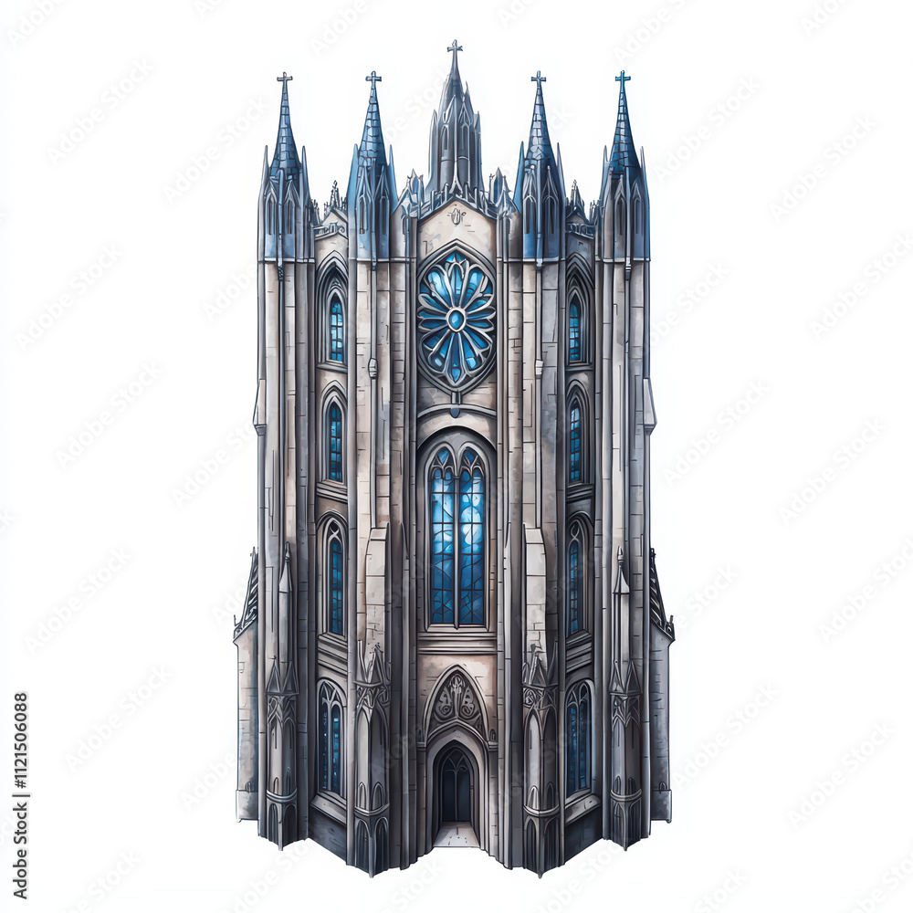dynamic of massive Gothic cathedral featuring intricate details, tall ...