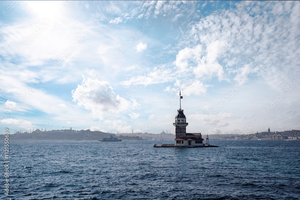 Istanbul, Turkey. Bosphorus with famous Maiden's Tower (Kiz Kulesi ...