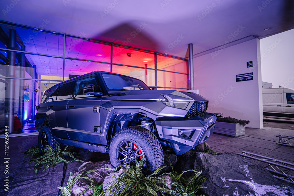 Dongfeng presentation showcasing the rugged M-Hero SUV in a showroom ...