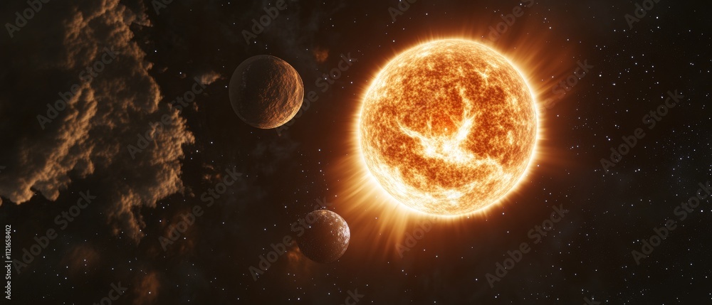 Stunning Solar System View: Bright Sun and Planets in Space - High ...
